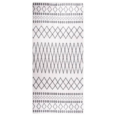 Berkfield Rug Washable 80x300 cm Black and White Anti Slip | DIY at B&Q