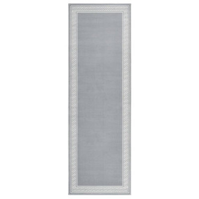 Berkfield Runner Rug BCF Grey with Motif 80x250 cm