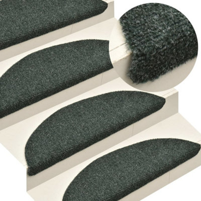 Berkfield Self-adhesive Stair Mats 15 pcs Green 56x17x3 cm Needle Punch