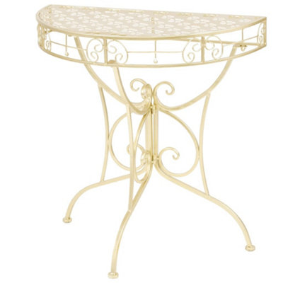 Berkfield Side Table Vintage Style Half Round Metal 72x36x74 cm Gold