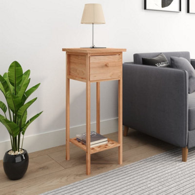 Berkfield Side Table with Drawer 25x25x60cm Solid Wood Walnut
