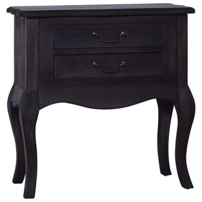 Berkfield Side Table with Drawers Black 60x30x60 cm Solid Wood Mahogany ...
