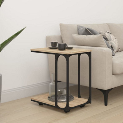 Berkfield Side Table with Wheels Sonoma Oak 50x35x55.5cm Engineered Wood