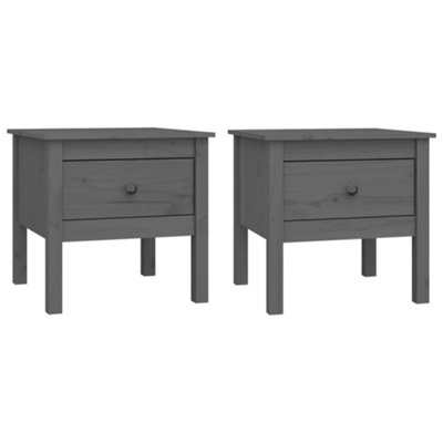 Berkfield Side Tables 2 pcs Grey 50x50x49 cm Solid Wood Pine