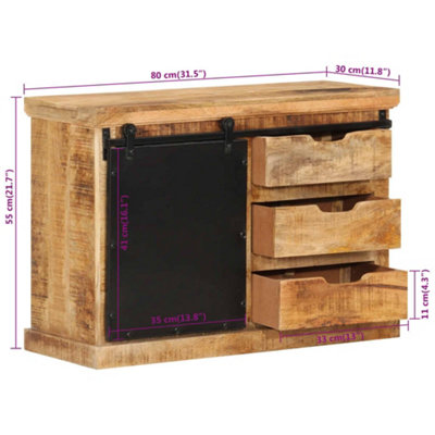 Berkfield Sideboard 80x30x55 cm Solid Rough Wood Mango