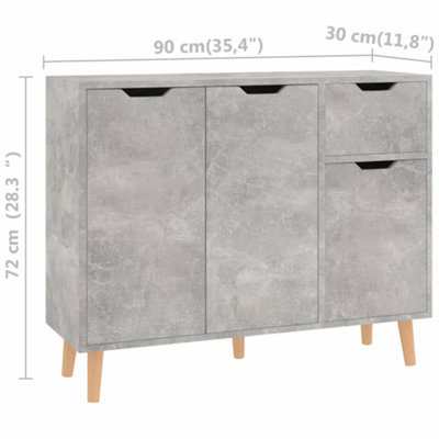Berkfield Sideboard Concrete Grey 90x30x72 cm Engineered Wood