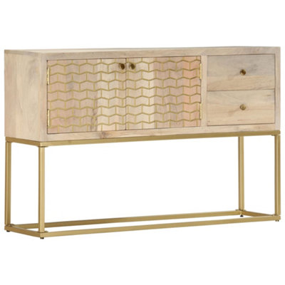 Berkfield Sideboard Gold 120x30x75 cm Solid Mango Wood