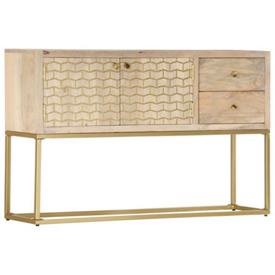 Berkfield Sideboard Gold 120x30x75 cm Solid Mango Wood