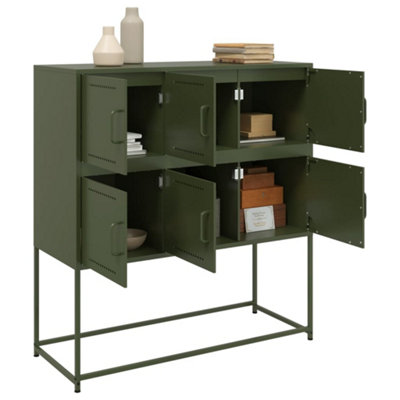 Berkfield Sideboard Olive Green 100.5x39x107 cm Steel