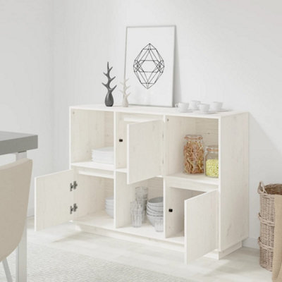 Berkfield Sideboard White 110.5x35x80 cm Solid Wood Pine