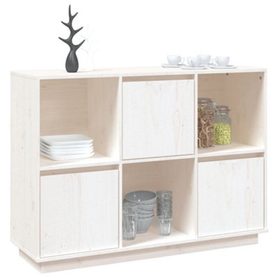 Berkfield Sideboard White 110.5x35x80 cm Solid Wood Pine