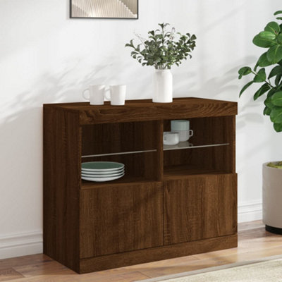 Berkfield Sideboard with LED Lights Brown Oak 81x37x67 cm