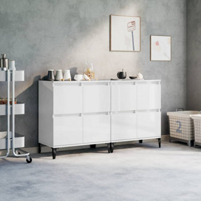 Berkfield Sideboards 2 pcs High Gloss White 60x35x70 cm Engineered Wood ...