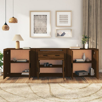 Berkfield Sideboards 3 pcs Brown Oak Engineered Wood