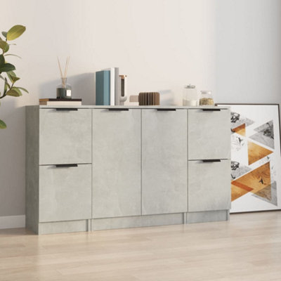 Berkfield Sideboards 3 pcs Concrete Grey Engineered Wood