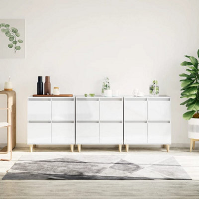 Berkfield Sideboards 3 pcs High Gloss White 60x35x70 cm Engineered Wood