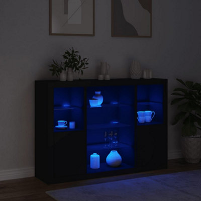 Berkfield Sideboards with LED Lights 3 pcs Black Engineered Wood