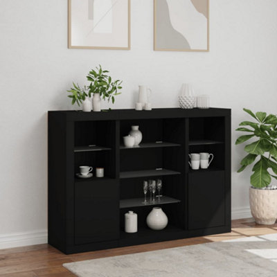 Berkfield Sideboards with LED Lights 3 pcs Black Engineered Wood