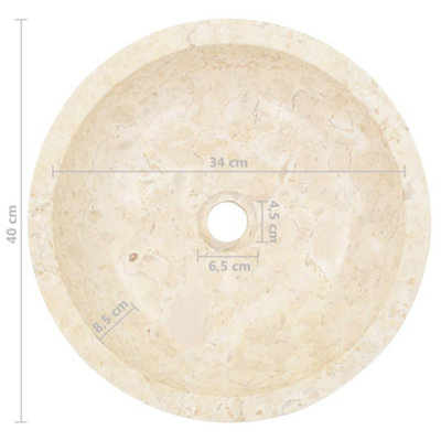 Berkfield Sink 40x12 cm Marble Cream