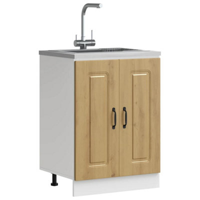Berkfield Sink Base Cabinet Kalmar Artisan Oak 60x46x81.5 cm Engineered ...