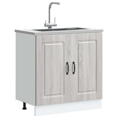 Berkfield Sink Base Cabinet Kalmar Grey Sonoma 80x46x81.5 cm Engineered ...