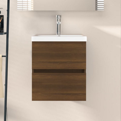 Berkfield Sink Cabinet Brown Oak 41x38.5x45 cm Engineered Wood