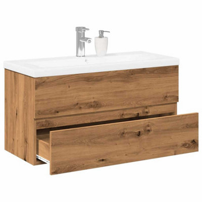 Berkfield Sink Cabinet with Built-in Basin Artisan Oak 101x39.5x49 cm