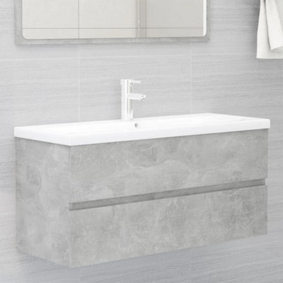 Berkfield Sink Cabinet with Built-in Basin Concrete Grey Engineered Wood