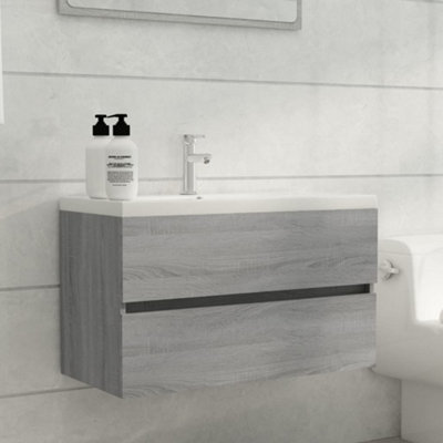 Berkfield Sink Cabinet with Built-in Basin Grey Sonoma Engineered Wood