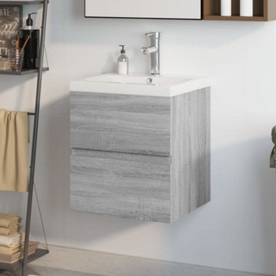 Berkfield Sink Cabinet with Built-in Basin Grey Sonoma Engineered Wood