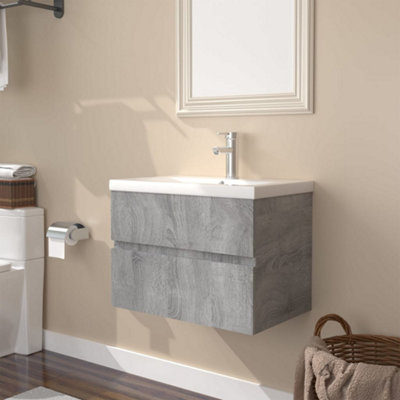 Berkfield Sink Cabinet with Built-in Basin Grey Sonoma Engineered Wood