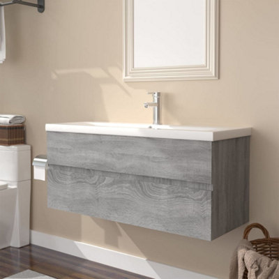 Berkfield Sink Cabinet with Built-in Basin Grey Sonoma Engineered Wood