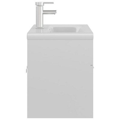Berkfield Sink Cabinet with Built-in Basin High Gloss White Engineered Wood