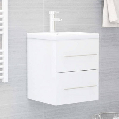 Berkfield Sink Cabinet with Built-in Basin High Gloss White Engineered Wood