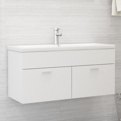 Berkfield Sink Cabinet with Built-in Basin White Engineered Wood | DIY ...