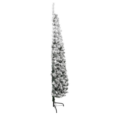 Berkfield Slim Artificial Half Christmas Tree with Flocked Snow 240 cm