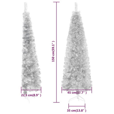 BERKFIELD SLIM ARTIFICIAL HALF CHRISTMAS TREE WITH STAND SILVER 150 CM