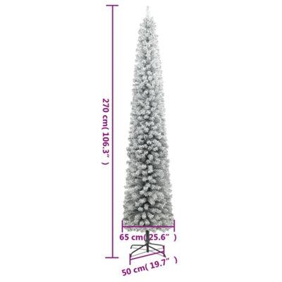 Berkfield Slim Christmas Tree with Stand and Flocked Snow 270 cm PVC