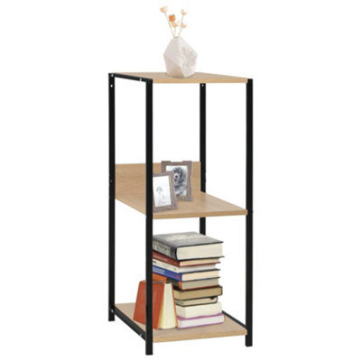Berkfield Small Straight Book Shelf Black and Oak 33.5x39.6x79.7 cm ...