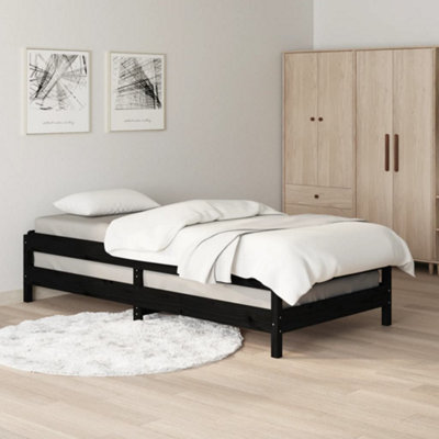 Berkfield Stack Bed Black 75x190 cm Solid Wood Pine