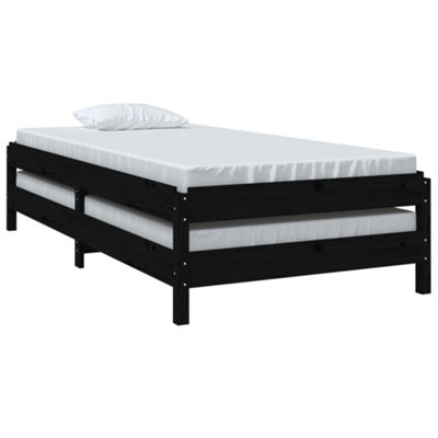 Berkfield Stack Bed Black 75x190 cm Solid Wood Pine