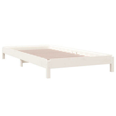 Berkfield Stack Bed White 75x190 cm Solid Wood Pine