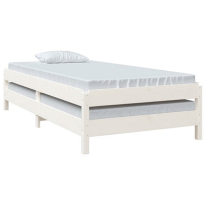 Berkfield Stack Bed White 90x190 cm Solid Wood Pine