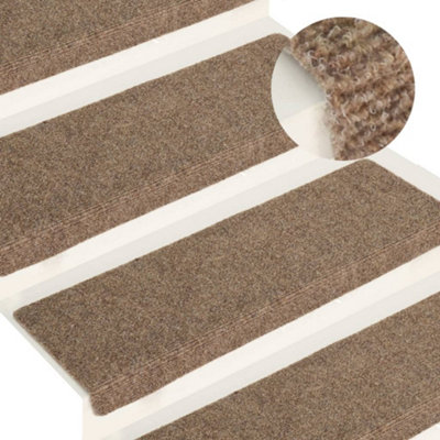 Berkfield Stair Mats 15 pcs Needle Punch 65x25 cm Cream | DIY at B&Q