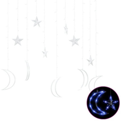Berkfield Star and Moon Fairy Lights Remote Control 138 LED Blue