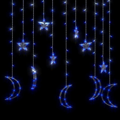 Berkfield Star and Moon Fairy Lights Remote Control 138 LED Blue