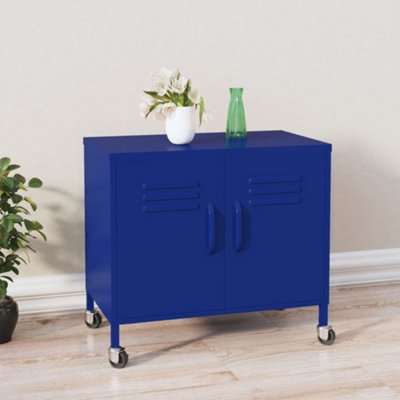 Berkfield Storage Cabinet Navy Blue 60x35x56 cm Steel | DIY at B&Q