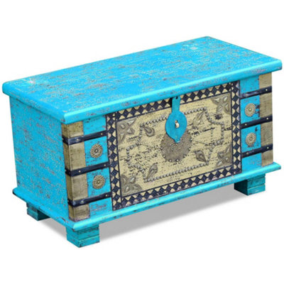 Berkfield Storage Chest Blue Mango Wood 80x40x45 cm
