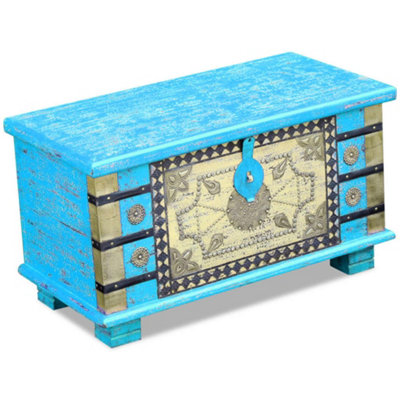 Berkfield Storage Chest Blue Mango Wood 80x40x45 cm