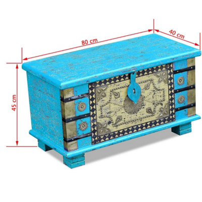 Berkfield Storage Chest Blue Mango Wood 80x40x45 cm